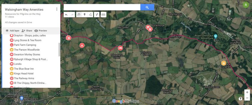 Google Map Added – The Walsingham Way